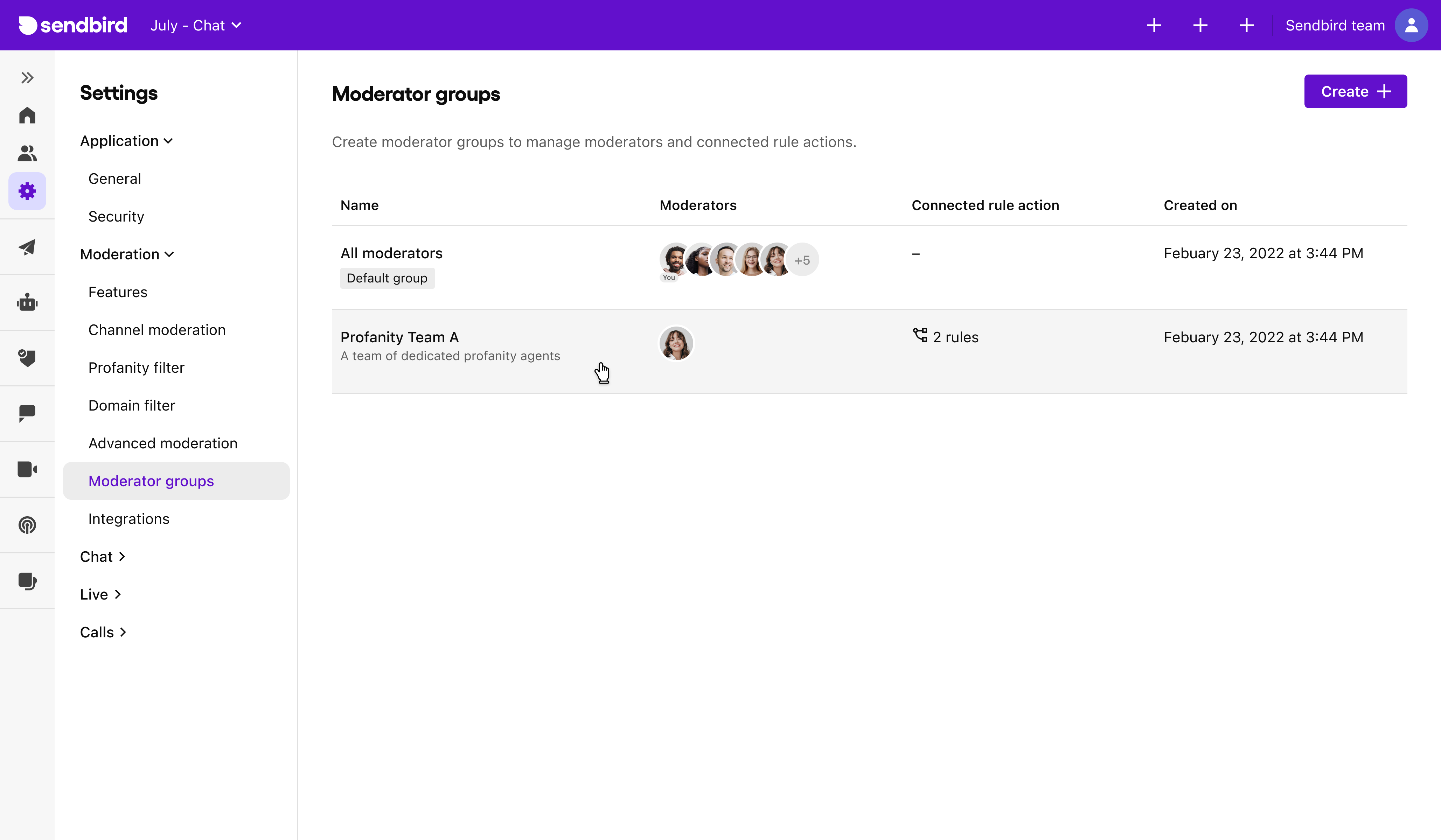 Moderator groups | Advanced Moderation | Sendbird Docs