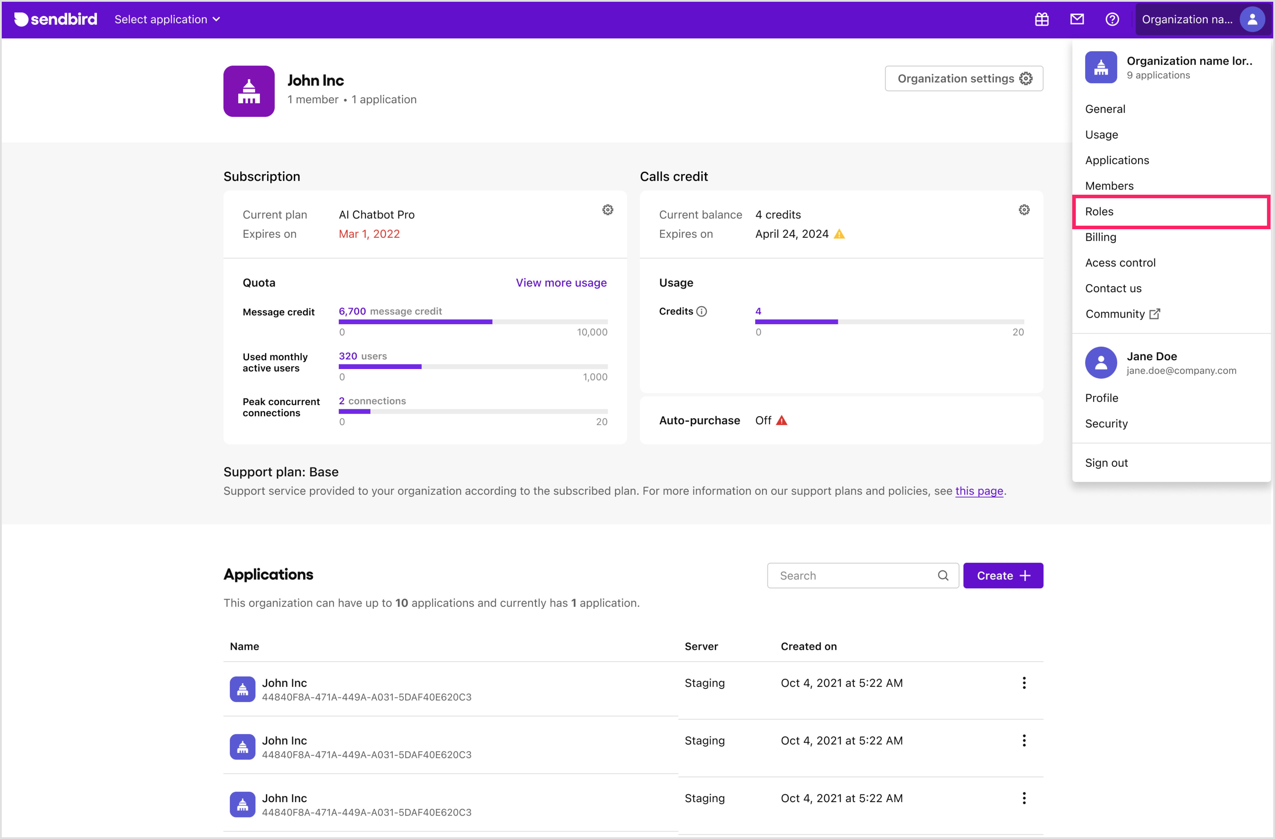 Roles and permissions | Advanced Moderation | Sendbird Docs