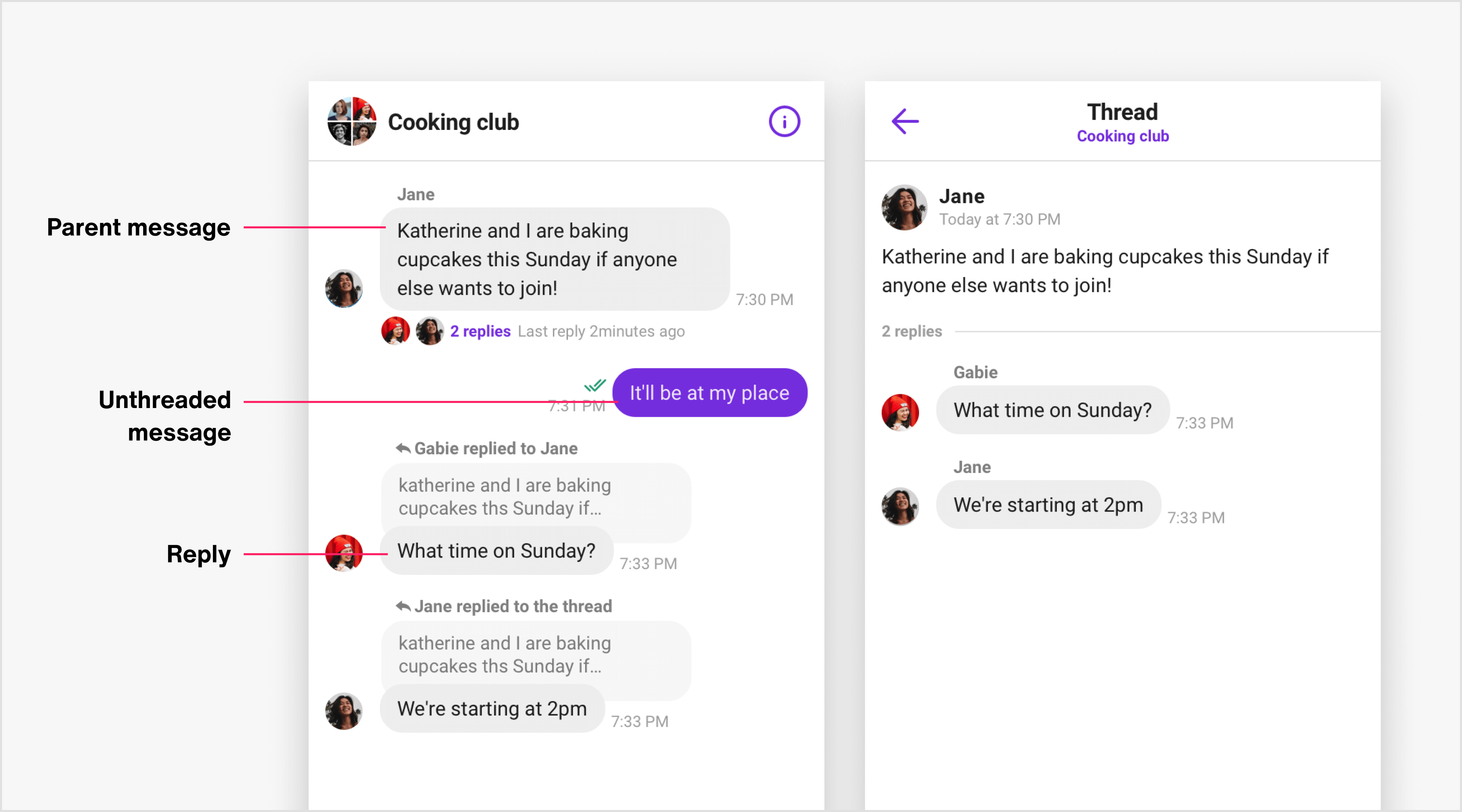 Create a message thread | Chat JavaScript SDK | Sendbird Docs