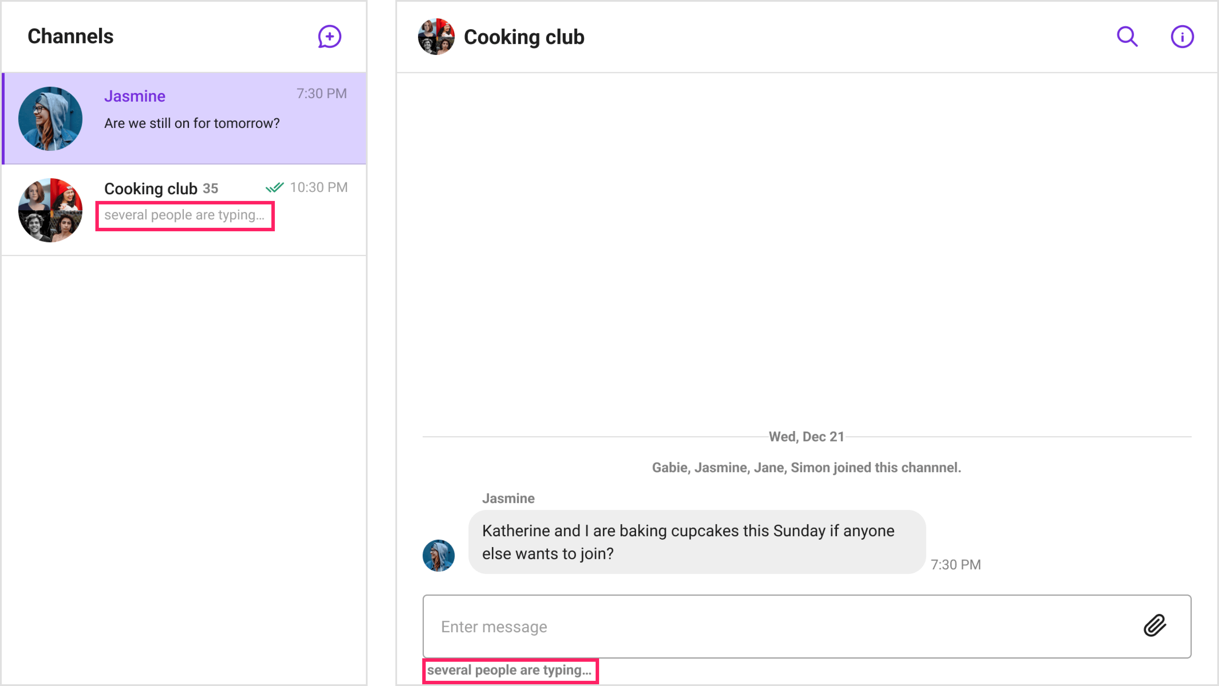 Typing indicator | Chat React SDK | Sendbird Docs