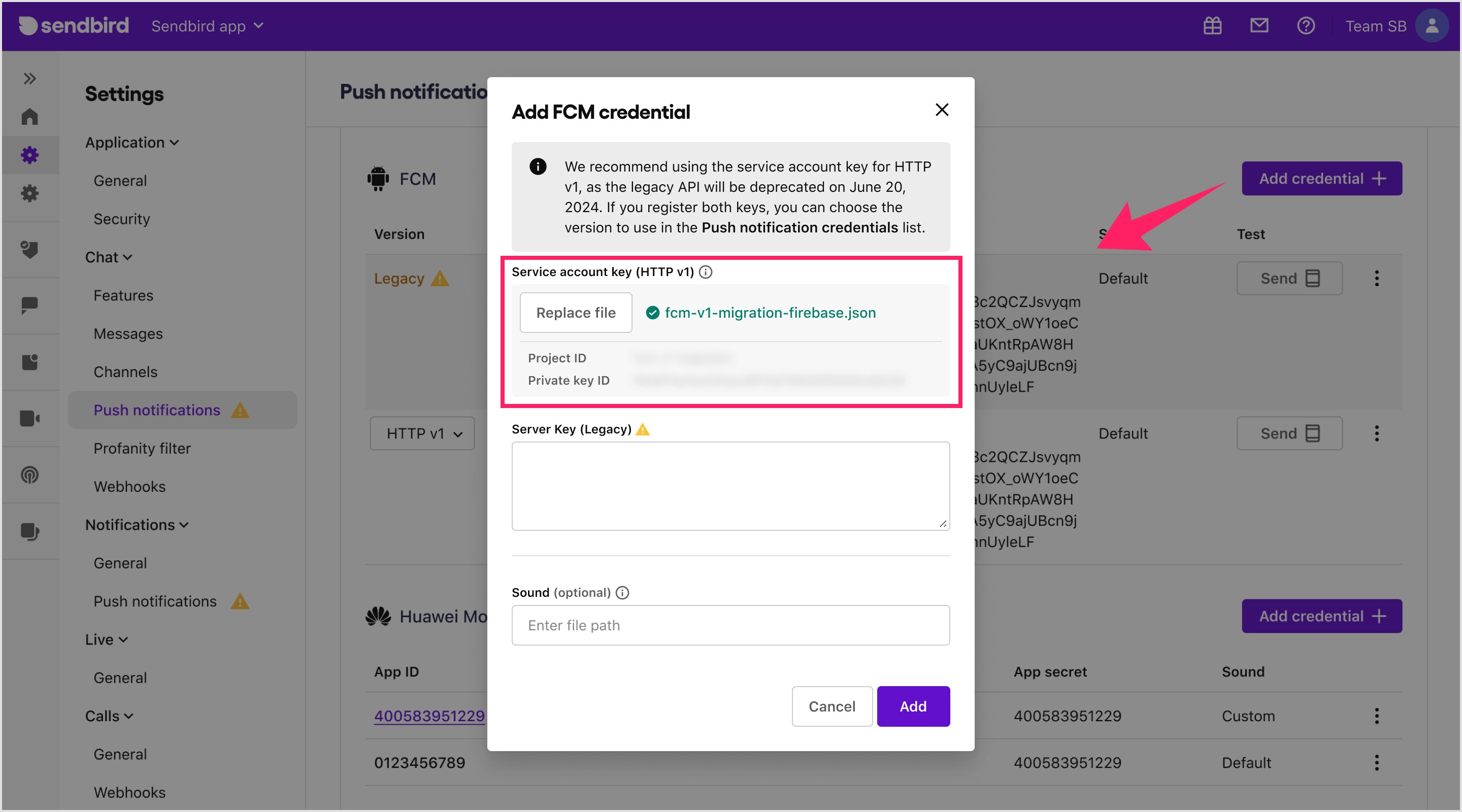 FCM migration guide | Chat Platform API | Sendbird Docs