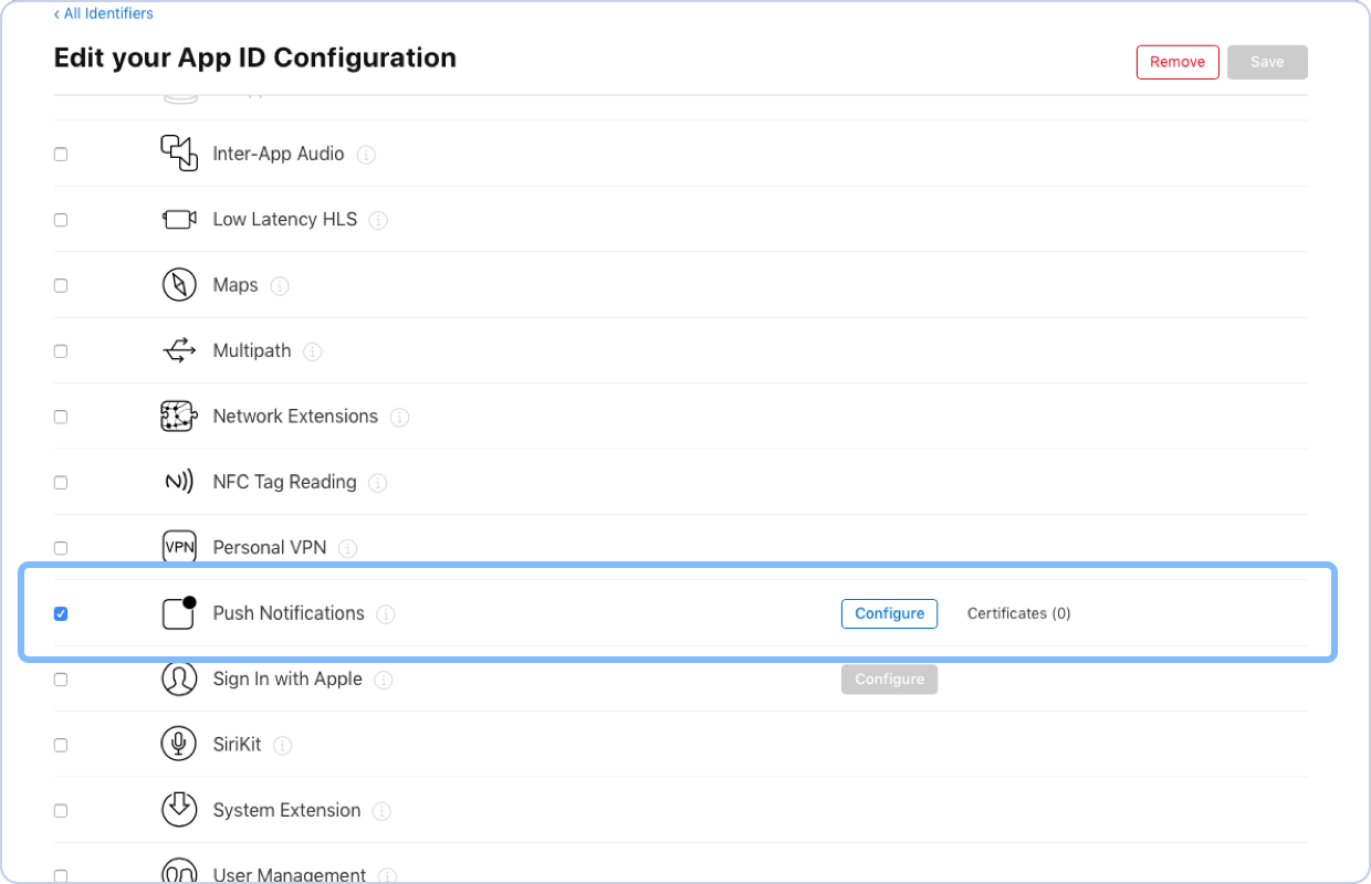 Register push notification credentials | Chat iOS SDK | Sendbird Docs