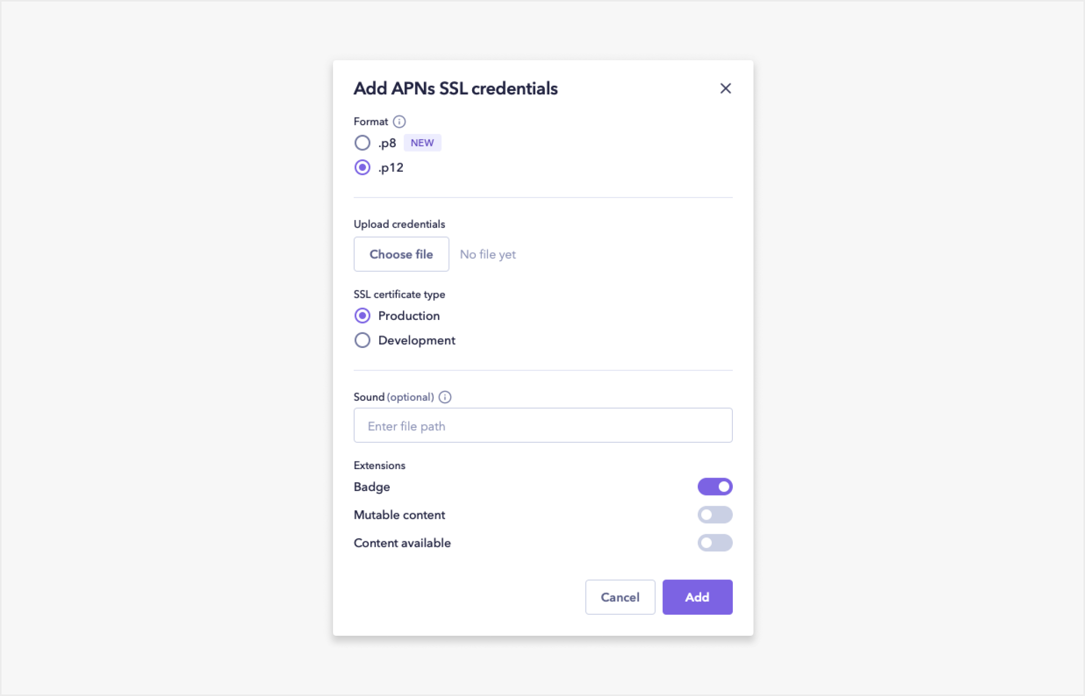 Register push notification credentials | Chat iOS SDK | Sendbird Docs