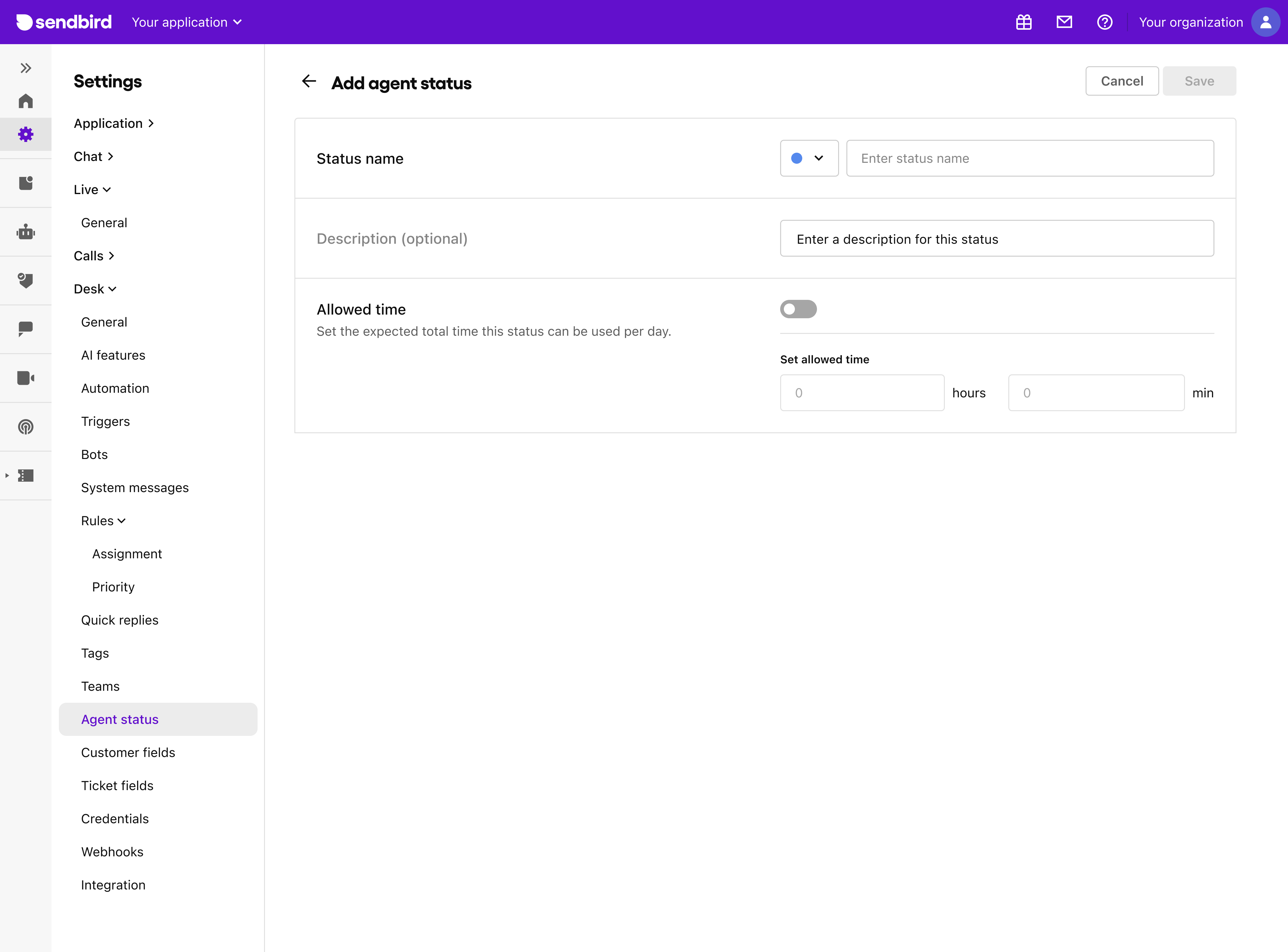 Agent statuses | Desk Guide | Sendbird Docs