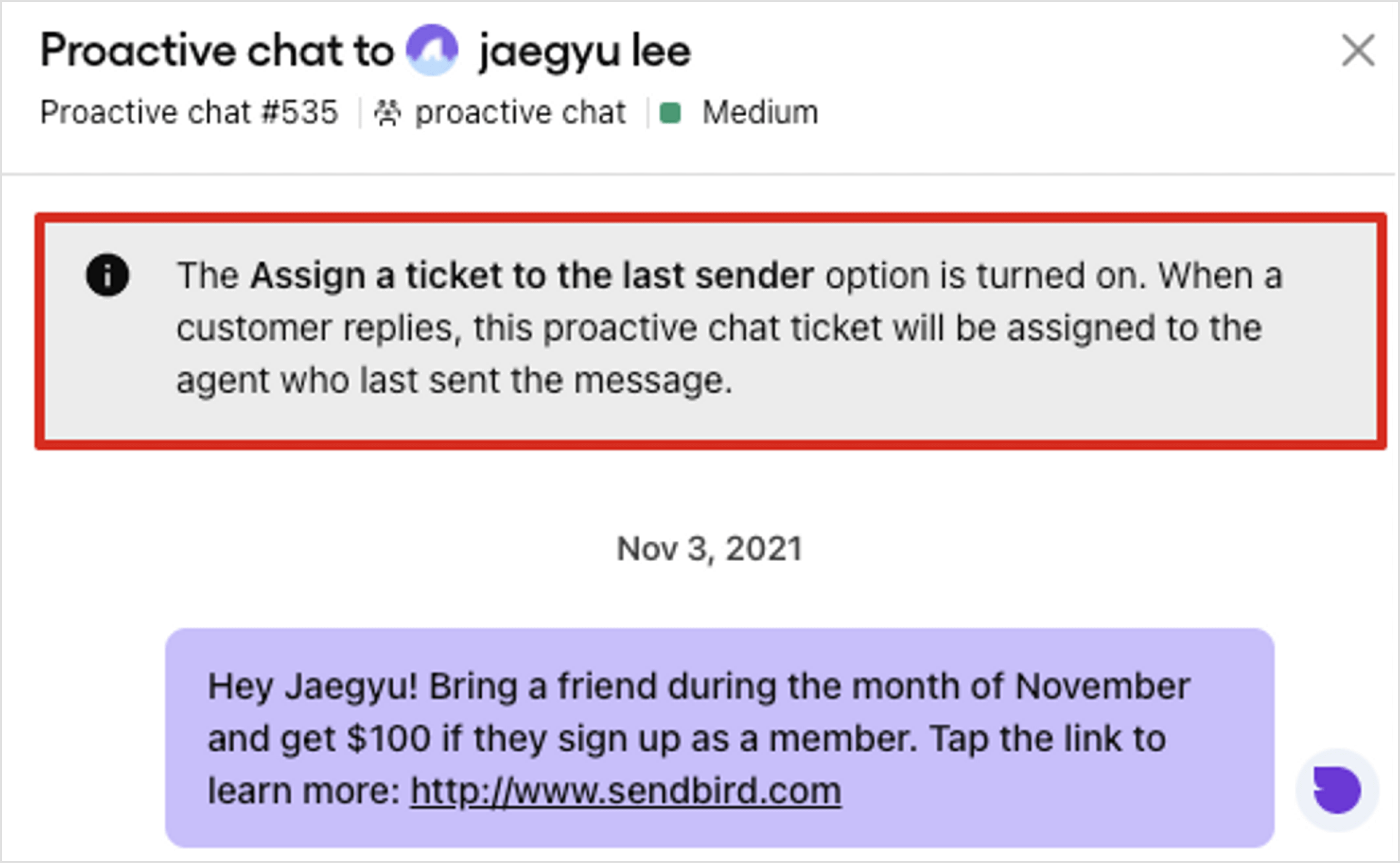 Proactive chats | Desk Guide | Sendbird Docs