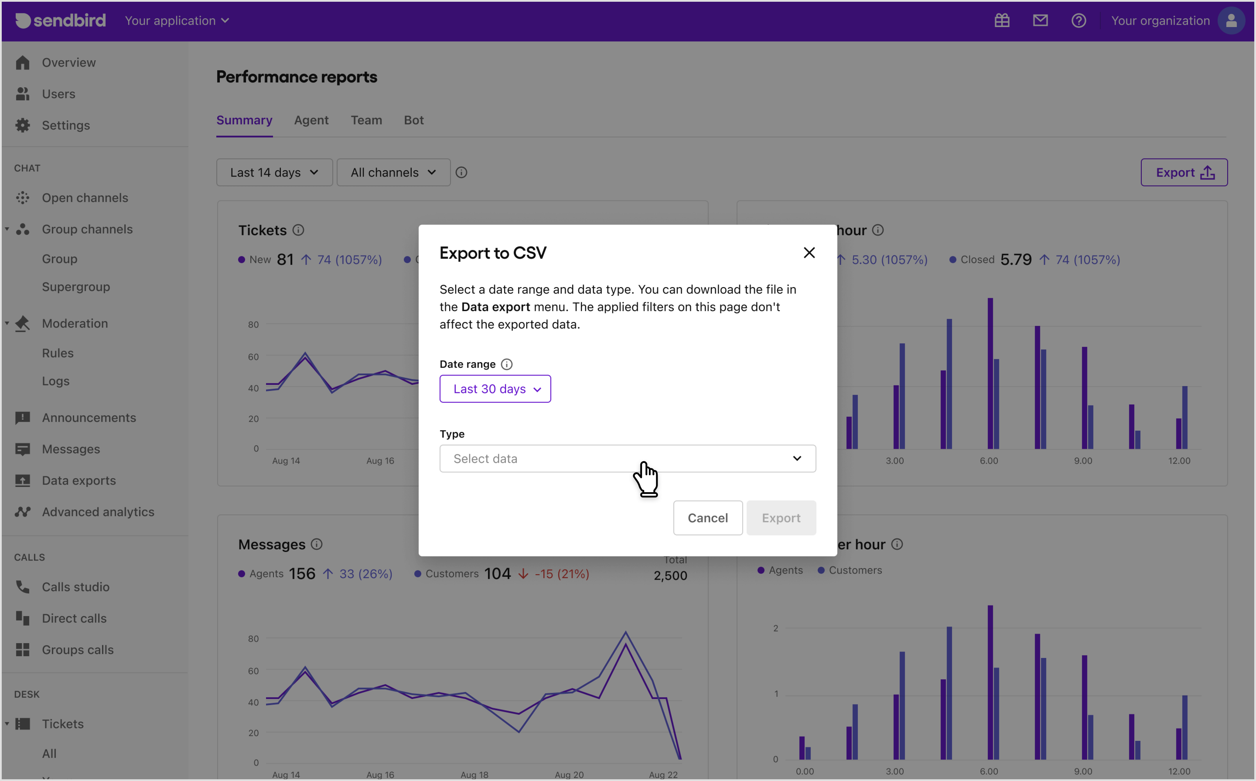 Reports | Desk Guide | Sendbird Docs