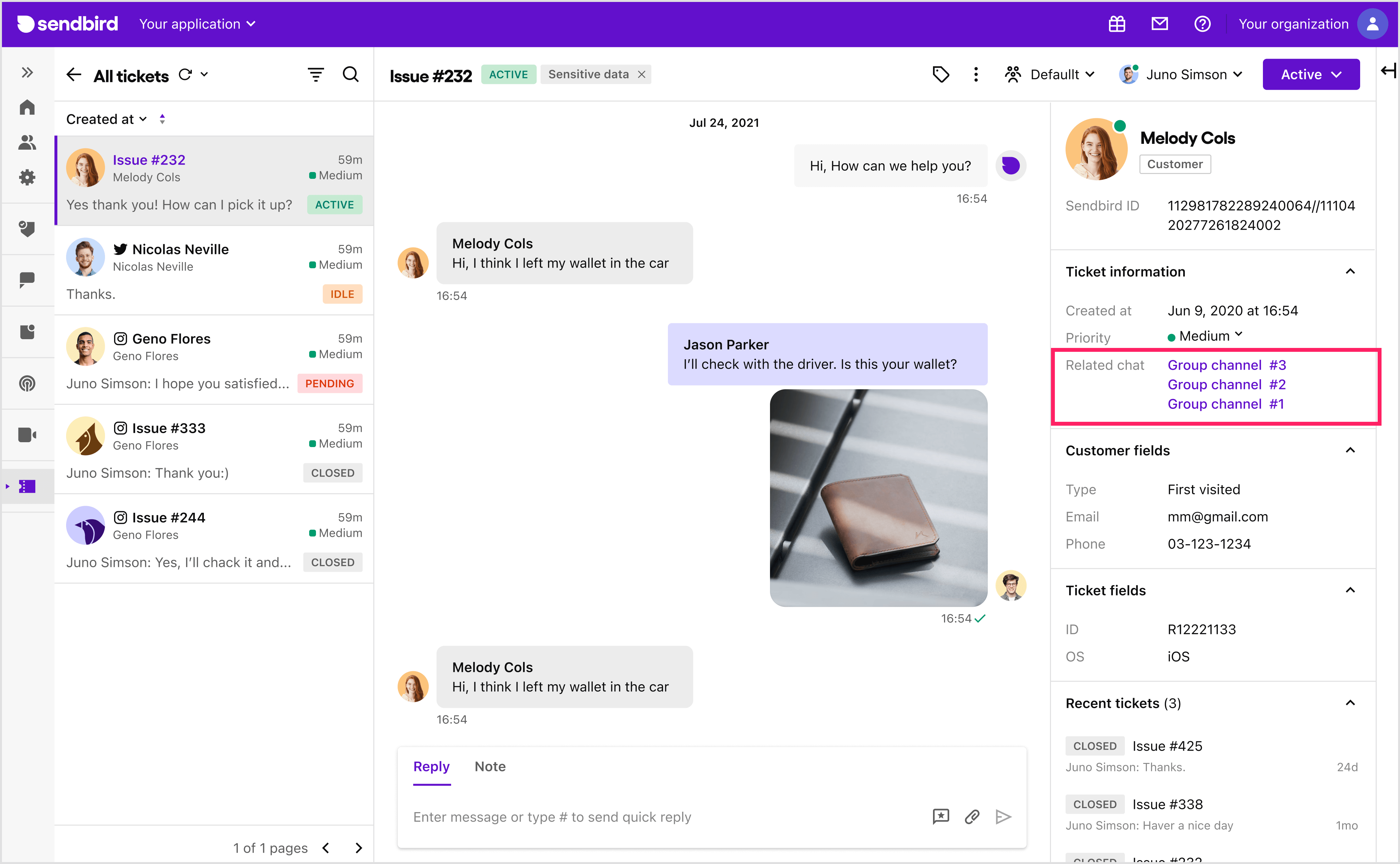 Related chats | Desk Guide | Sendbird Docs