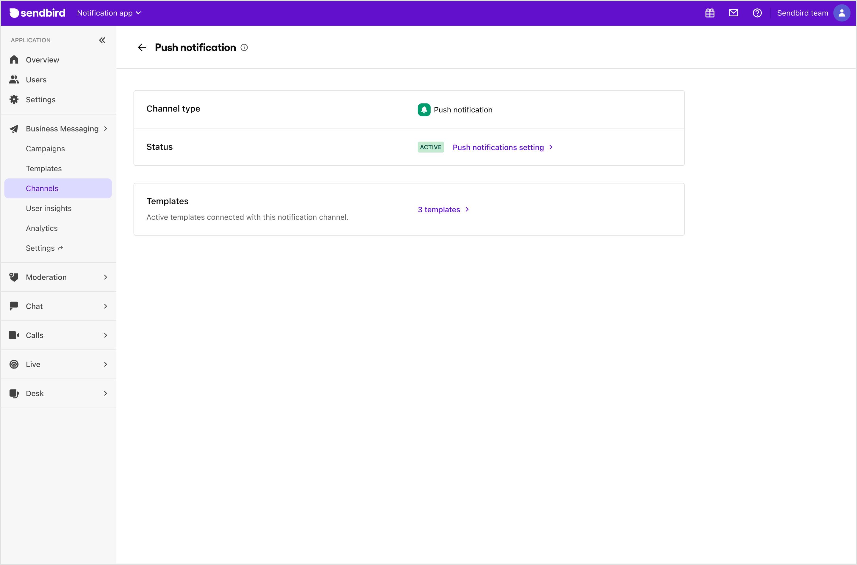 Push notifications | Business Messaging | Sendbird Docs