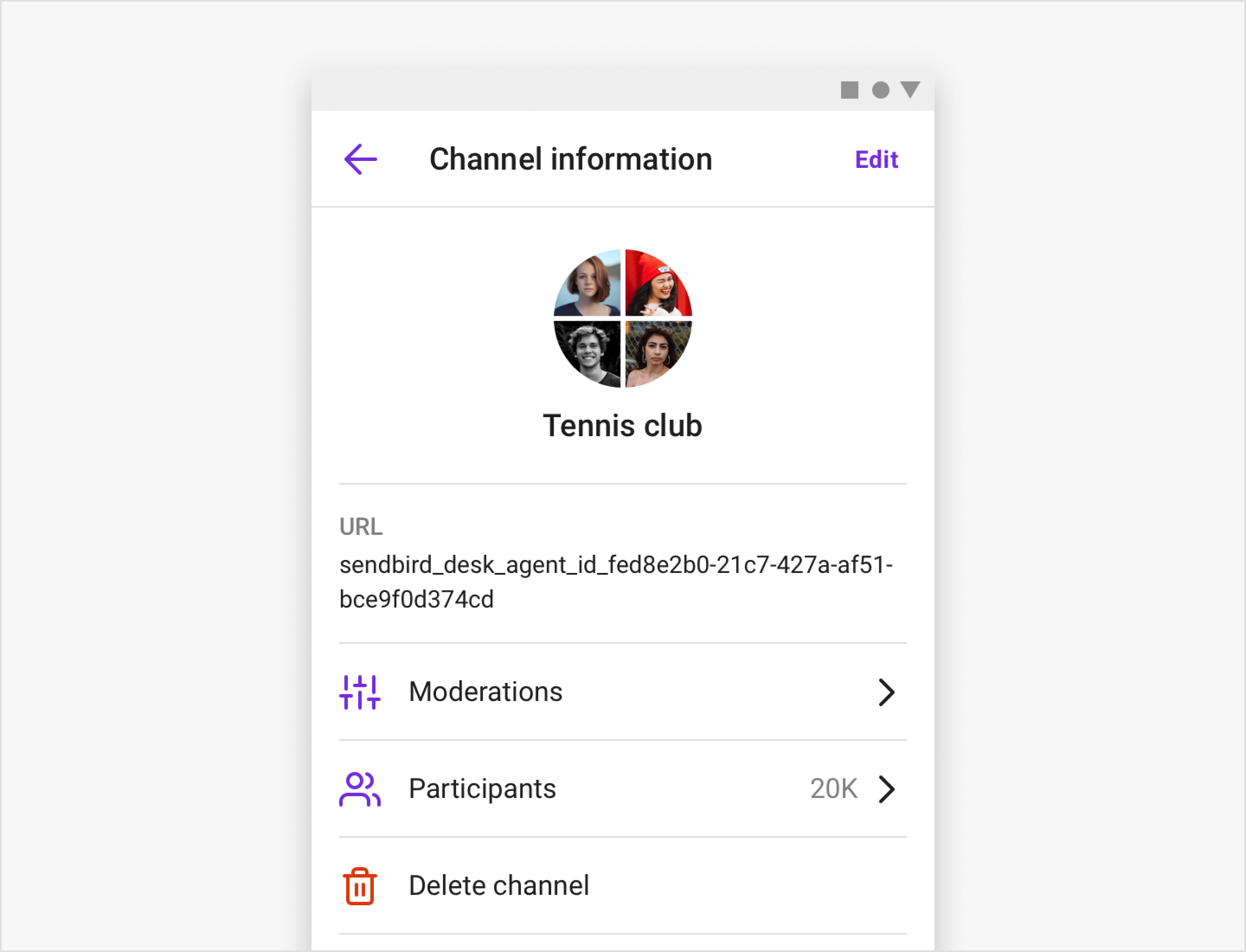 Configure open channel settings | Chat Android View SDK | Sendbird Docs